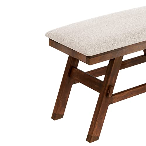 Dinehome 6-Piece Wood Counter Height Dining Storage Shelf, Kitchen Table Set with Bench and 4 Chairs,Rustic Style, Walnut+Beige Cushion, 60" x 30"