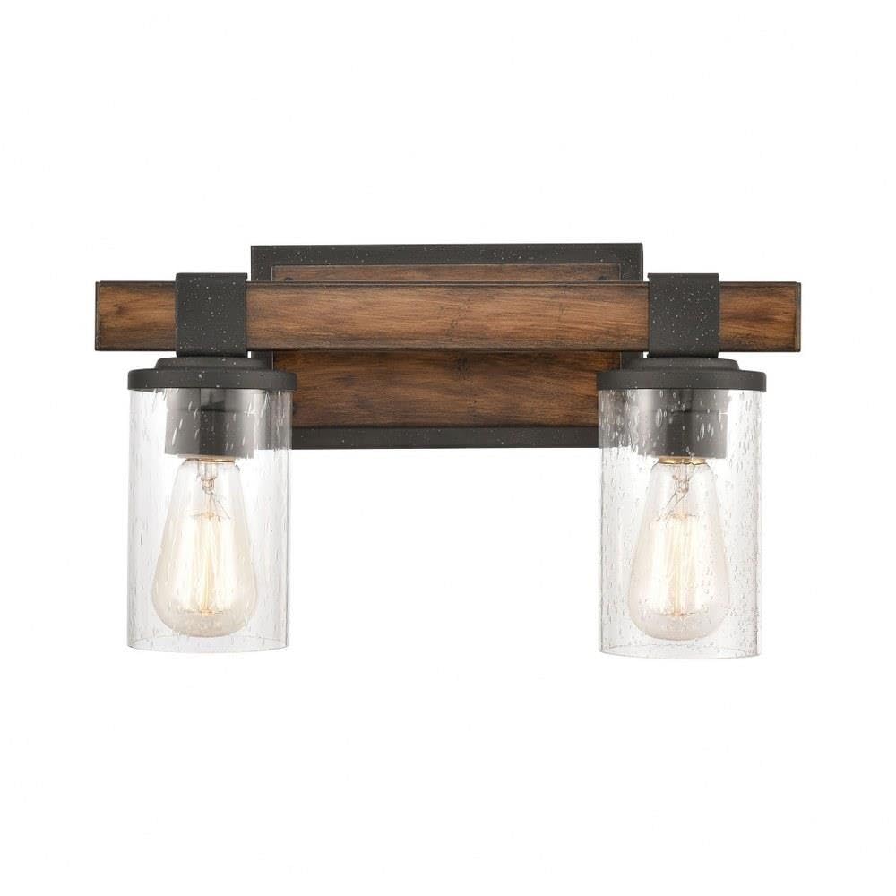 Elk Home Annenberg Vanity Light - 89132/3 Vanity Light in Seeded Glass and Distressed Black - LED Bulb and Dimmer Compatible, Modern Farmhouse and Updated Traditional Décor Wall Light Fixture