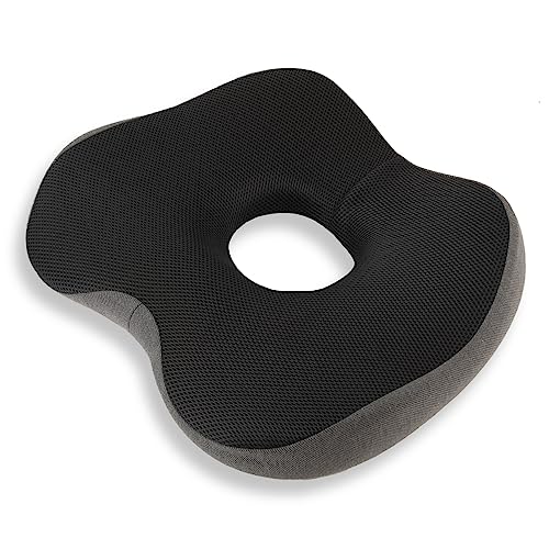 Gel Seat Cushion -Breathable Cover& Memory Foam for Long Sitting on Office/Home Chair, Car, Wheelchair- Hip, Tailbone, Coccyx, & Sciatica Pain Relief- Black