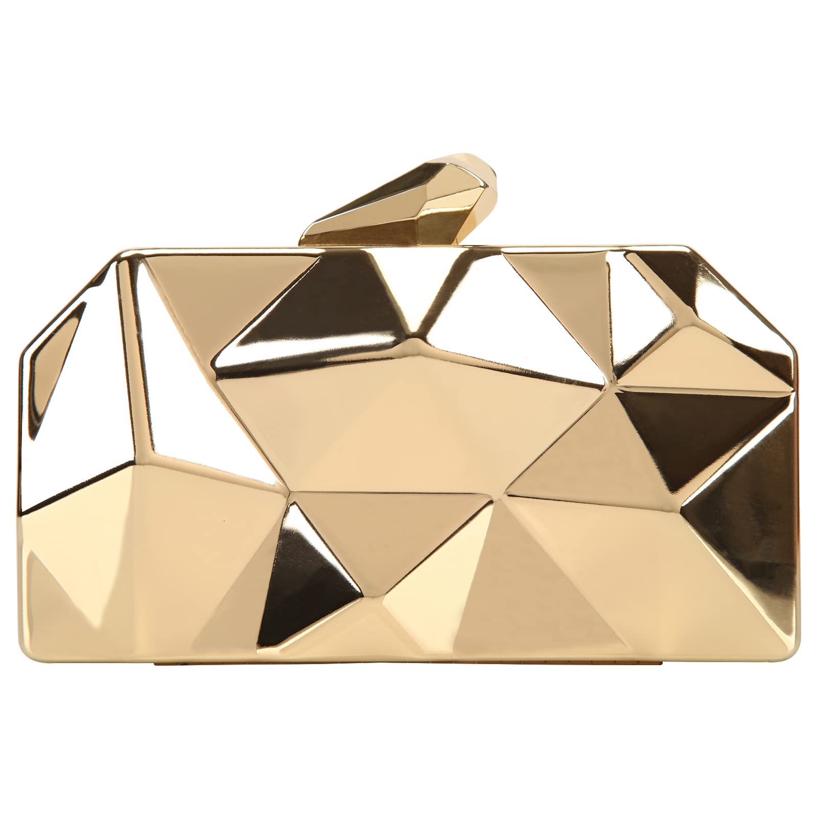 Fawziya Evening Clutch Geometric Metal Oversized Novelty Purses For Women Formal-Silver