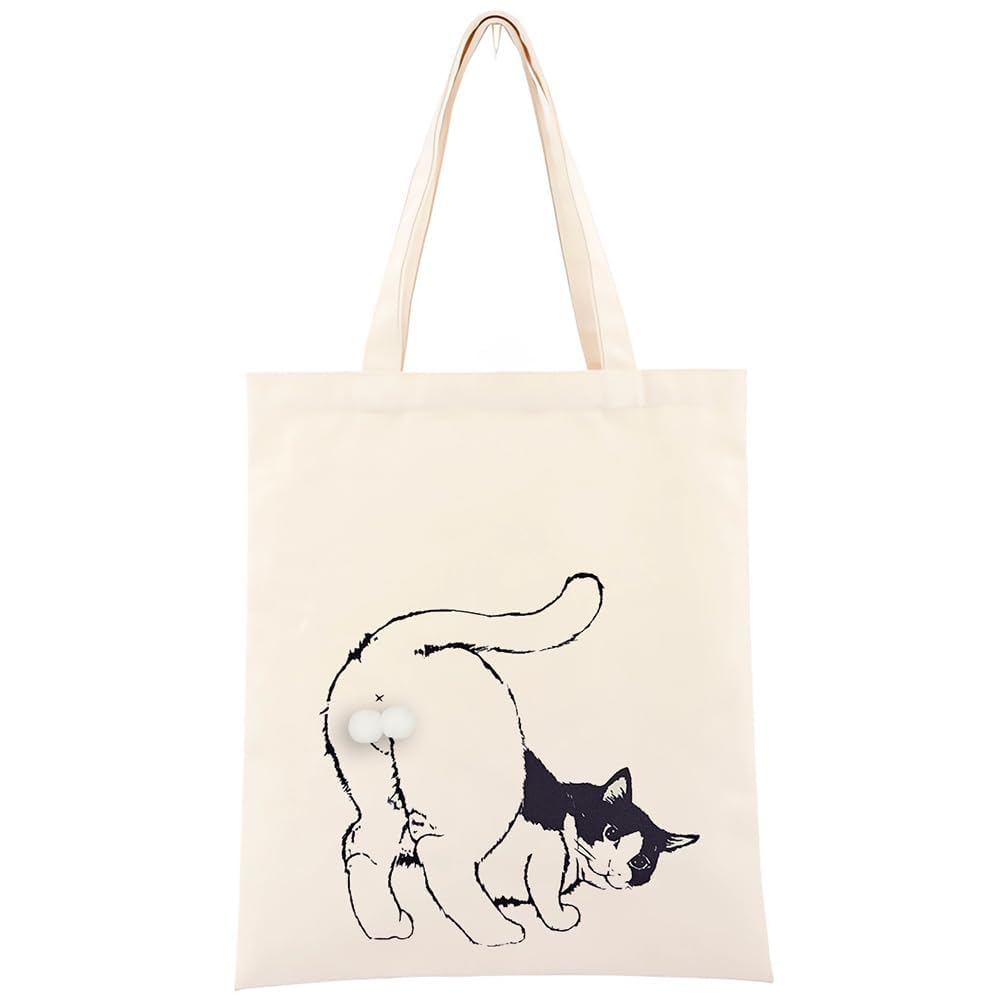 Funny Cat Grocery Canvas Tote Bag for Women,Cute Cat Lovers for Cat Gifts,Novelty Kitty Balls Decor Beach Gym Purse Bags with Zipper Reusable Shopping Work Daily Bag for Birthday Mother Teacher Day