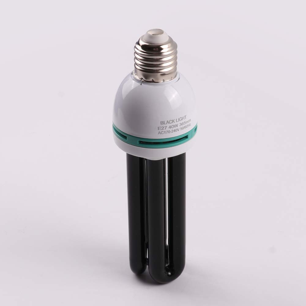 UV Black Light E27 220V 365nm Chicken Raising Fish Ponds Trap Light Breeding Light UV Black Bulb (Black Bulb 40W)