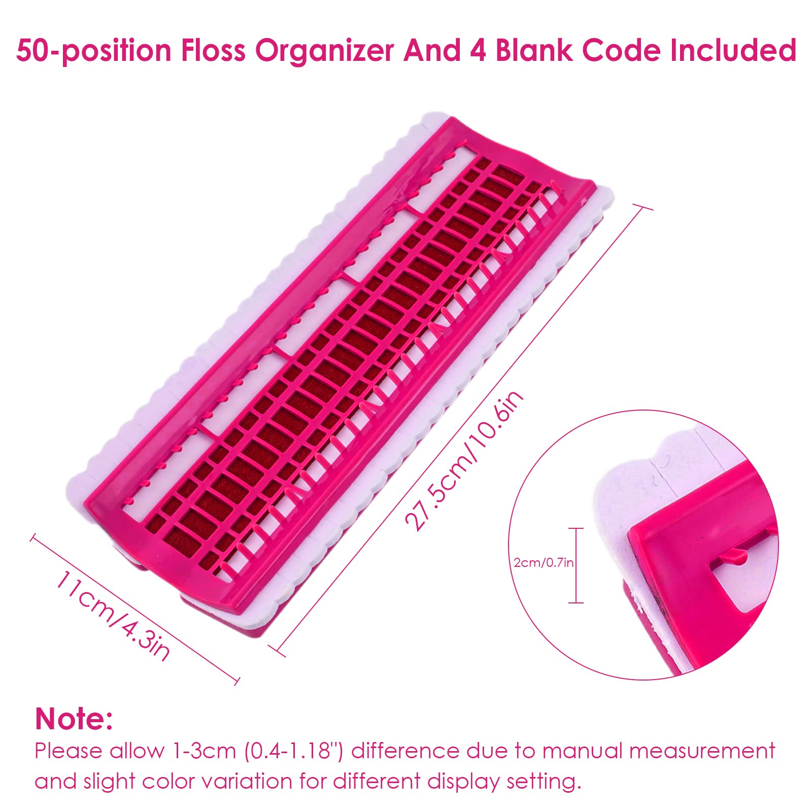 Yunnyp 50 Positions Embroidery Floss Organizer Shelf,Thread Organizers for Cross Stitch Embroidery Kit Tools Sewing Needle Holder Kit with 4Pcs Blank Replaceable Project Cards