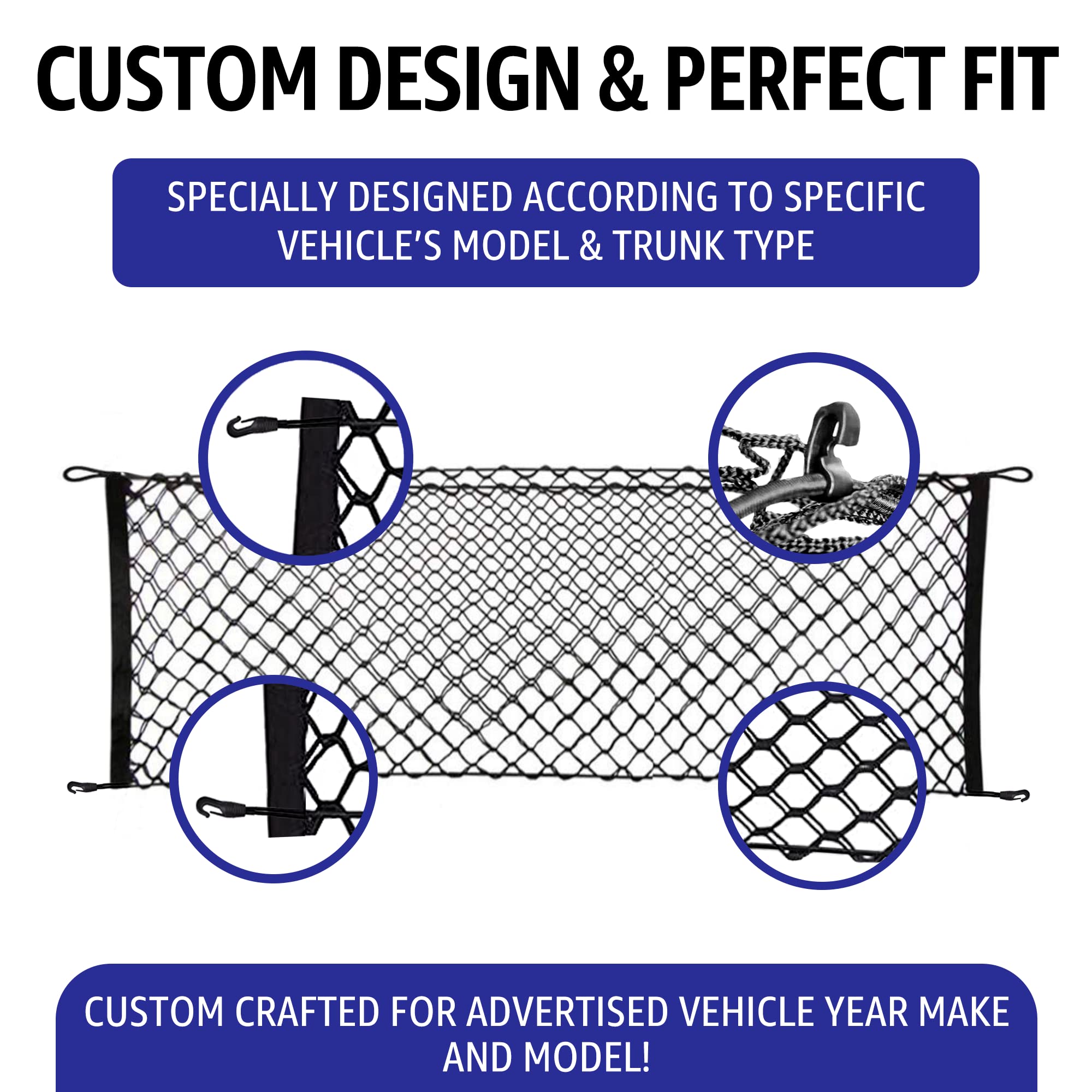 Envelope Style Trunk Mesh Cargo Net for GMC Sierra 2013-2024, Automotive Exterior Accessories - Premium Car Trunk Storage Organizers, Cargo Bed Net for Pickup Truck, Smart Vehicle Storage Organizer