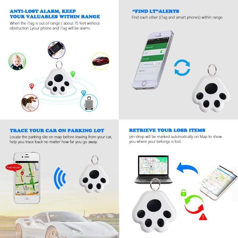 Mini Item Finder, Dog GPS Tracking Device, No Monthly Fee App Locator, 2023 Upgraded Portable Bluetooth Intelligent Anti-Lost Device for Luggages/Kid/Pet Bluetooth Alarms (1Pcs, Red)