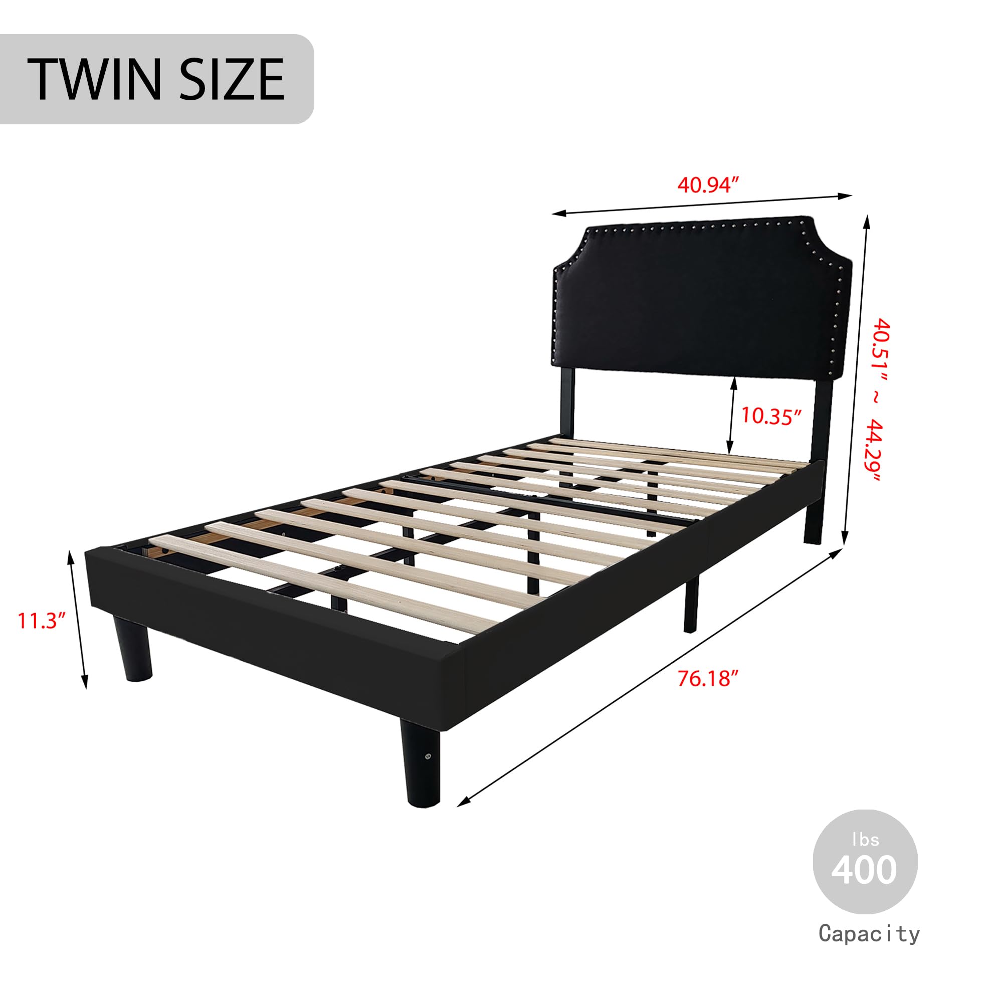 Tuconia Upholstered Platform King Size Bed Frame with Adjustable Headboard Wooden Slats Support No Box Spring Needed Noise-Free Velvet Beige
