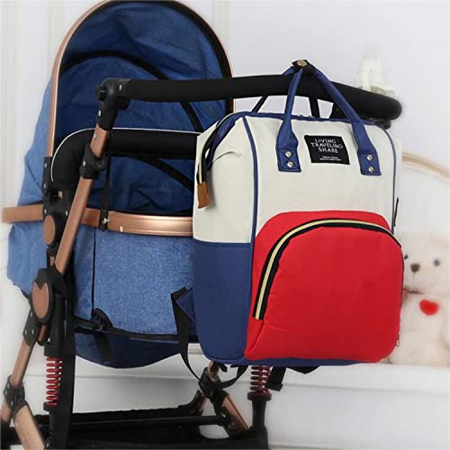 Newmoon Multi-Function Women Baby WaterproofDiaper Bag Backpack with Insulated Pockets (Blue & Red)