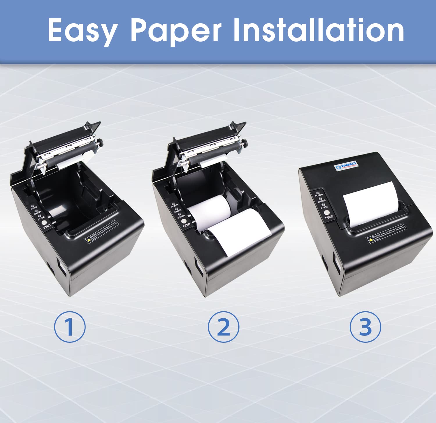 RIBAO Thermal 80mm POS Printer Receipt Printer Connect Cash Registers Cash Drawer, BC-55 BC-40 BCS-160 Mixed Bill Money Counter RS232 Cashbox Interface,Windows/Mac/Linux