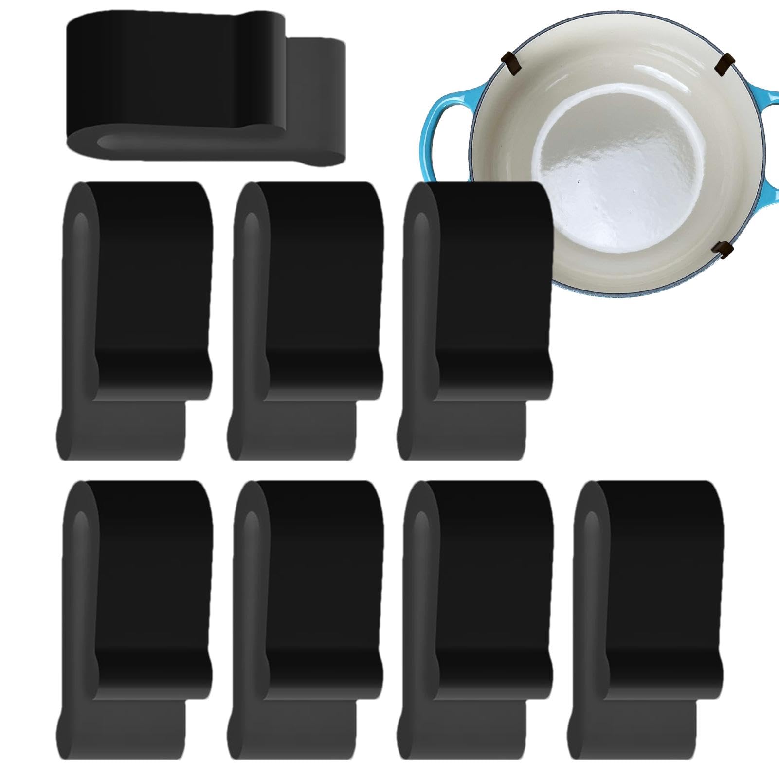 Oven Lid Flexible Bumper Clips, Cookware Protector Clips, Pot Bumper Clips, Pan Clips Protectors, Flexible Cookware Protectors, Heat-Resistant Pot Bumpers, Non-Slip Pan Protectors, Pot Lid Bumper