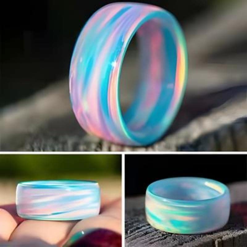 gumihvay Blue Acrylic Ring for Womens Girls Classic Silicone Colorful Thick Ring Cute Trendy Rings 08