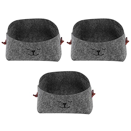 HOLPPO 3Pcs/Set Storage Basket,Durable Felt Tabletop Storage Box,Desktop Storage Box Folding Storage Organizer for Currency Key Snack TV Remote
