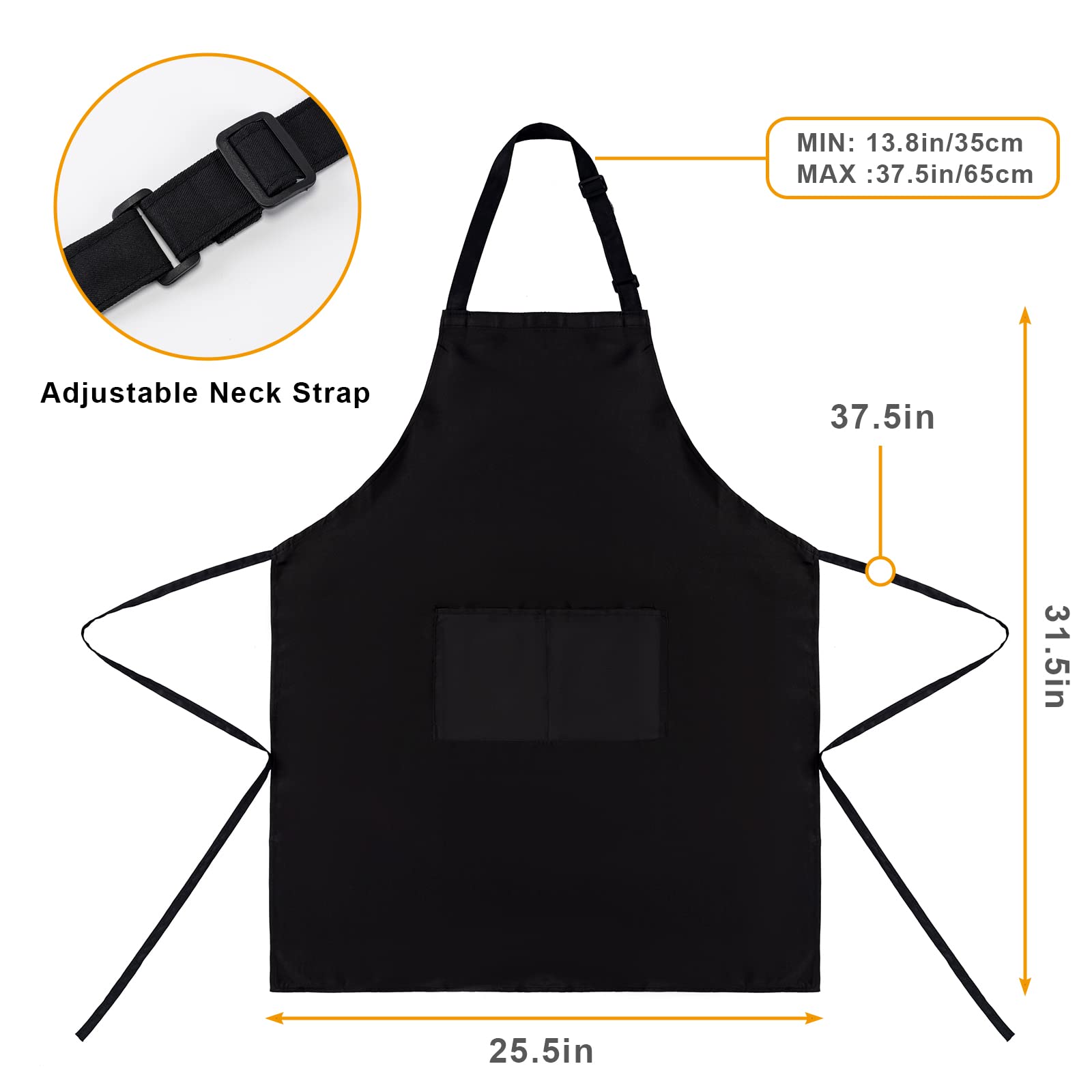 Honmein Apron,2 PCS Waterproof Kitchen Aprons for Women and Men with Pockets, Adjustable Apron for Chef and Server.