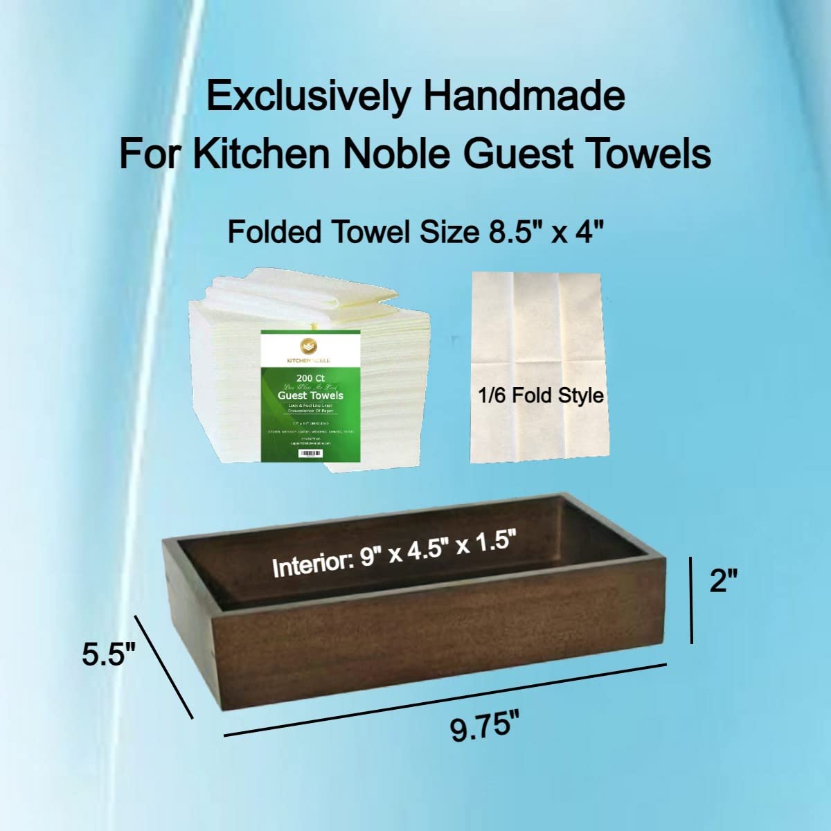 Kitchen Noble Bamboo Guest Towel Holder In Dark Walnut (9.75''x 5.50''x 2'') β Bathroom Napkin Tray β Organizer Box - For Desk, Bathroom, Dining Table, Kitchen Counter & Drawers (KN082522)