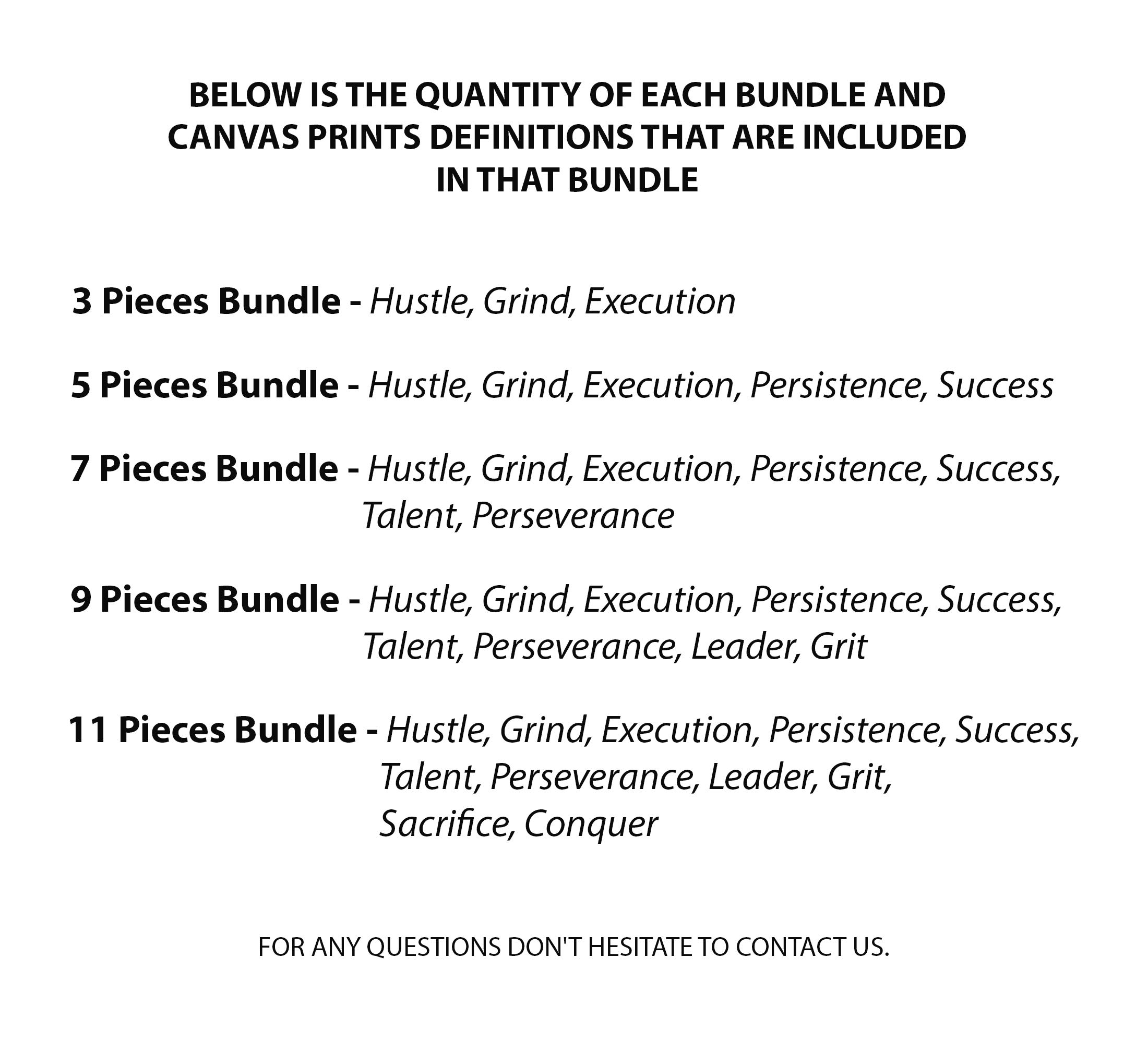 Hexagon Canvas Prints Bundle Office Decor Motivational Modern Wall Art Hustle Success Hexagonal Definition Set Of 3x, 5x, 7x, 9x, 11x Pieces (11 Pieces Bundle)