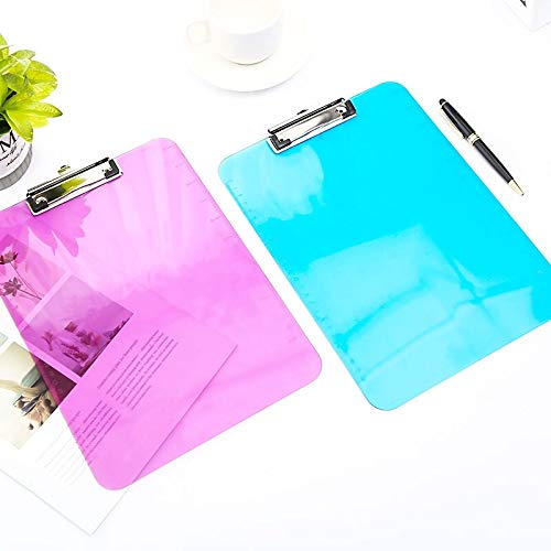 TGRTY Office Supply Clipboard A4 Acrylic Clipboard Transparent Writing Drawing Office Pads Paper Exam Storage Clip Board Stationery for School Supplies Durable Low Profile Clip (Color : Blue 1pc)