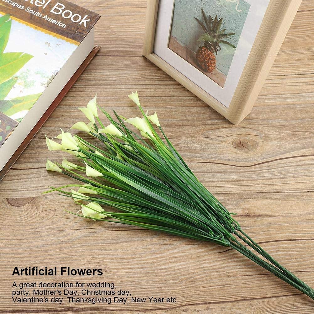 Fdit Artificial Flowers Calla Leaf Fake for Home Garden Party Wedding Decoration (White)
