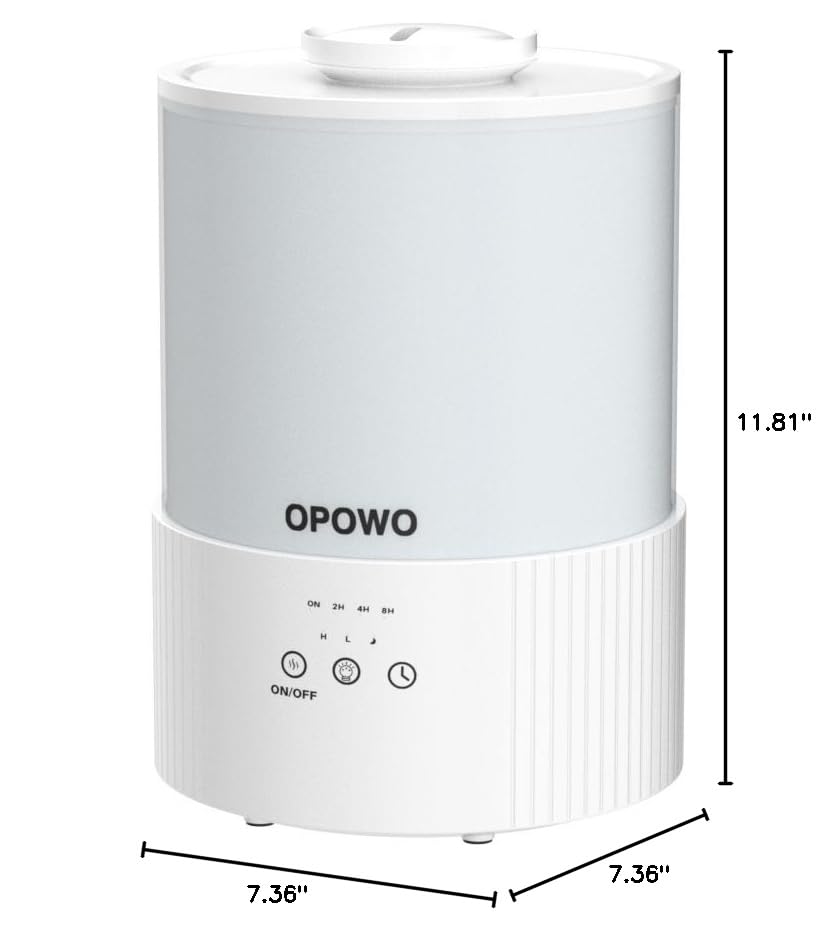 OPOWO Humidifiers for Bedroom Large Room, 2.5L Cool Mist Humidifiers for Baby Plants, Top Fill Air Humidifier for Home with Night Lights, Smart Wifi App Control, 38H Max Runtime, Timer, Sleep Mode