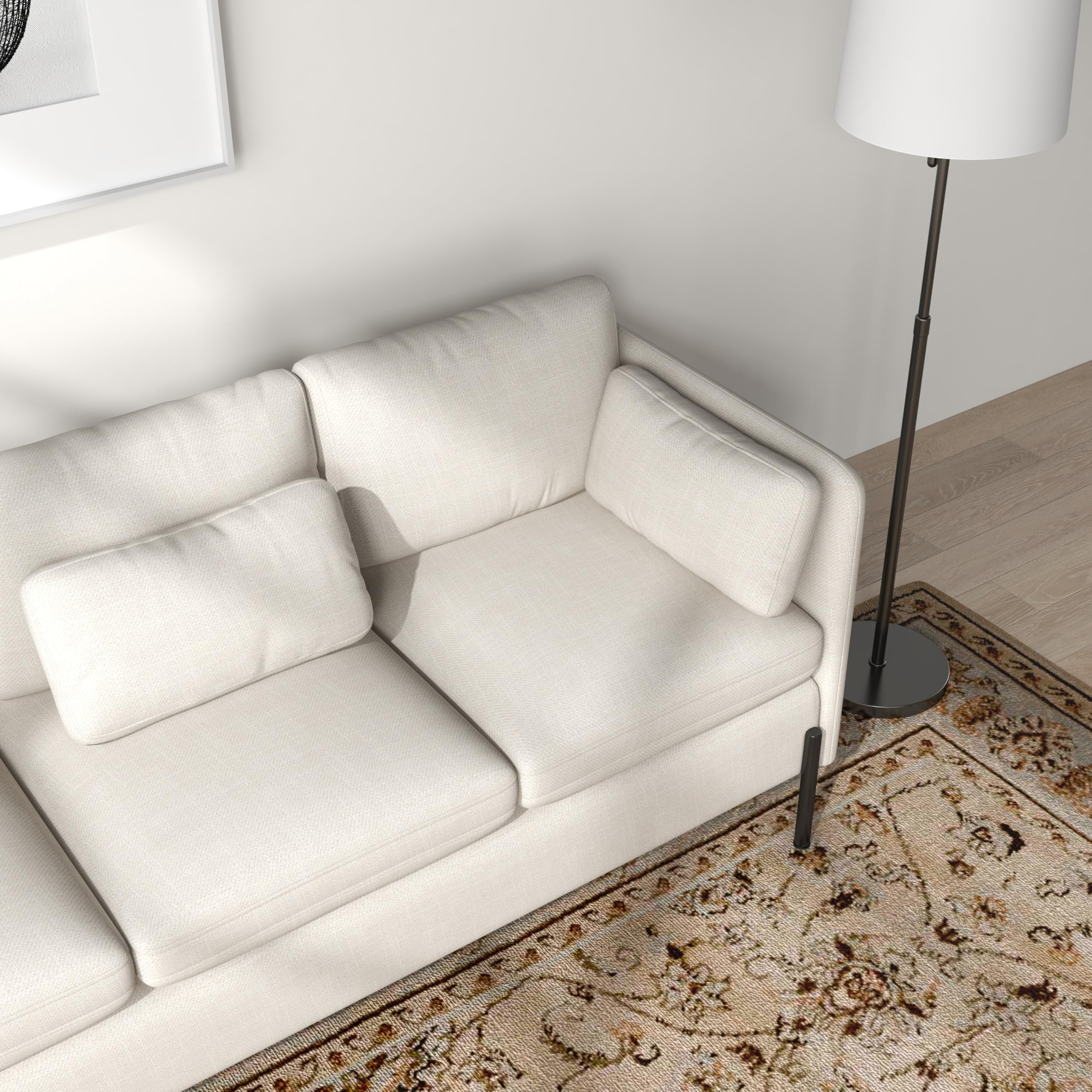 LINLUX Living Room Sectional Sofa Set, Modern Couches for Living Room, 2 Pcs Sofa & Loveseat Sets, Soft Linen Couch, Beige