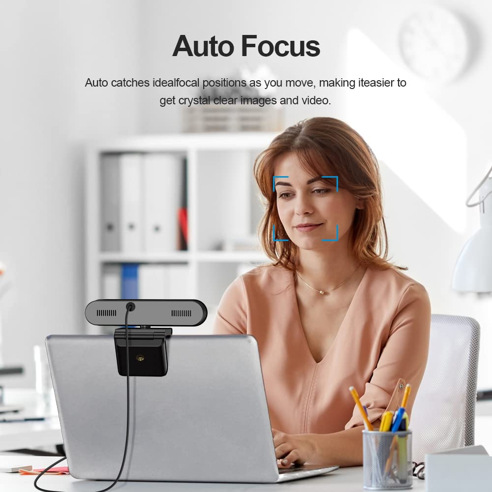 Nisheng 4K Webcam, Webcam with Microphone, Autofocus HD Webcam Camera with Privacy Cover and Tripod, Plug and Play 4K USB Computer Web Camera for for Zoom/Sky/PC/Mac/Laptop/Desktop (M3 Pro)