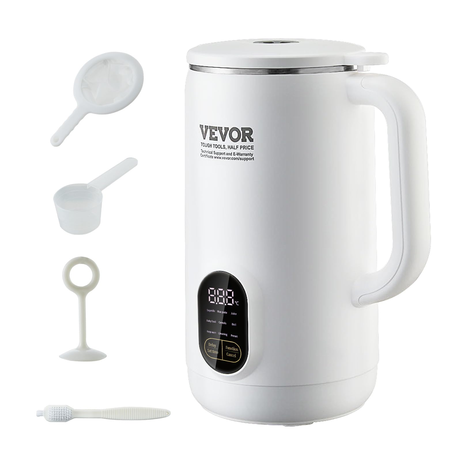 VEVOR Nut Milk Maker, 9-in-1 Soy Milk Maker with 12-Leaf Blades, 800ml/27oz Automatic Plant Based Soy/Oat Milk Maker with High Temperature Auto-Cleaning, 1-18 Hours Timer, Keep Warm, LCD Screen