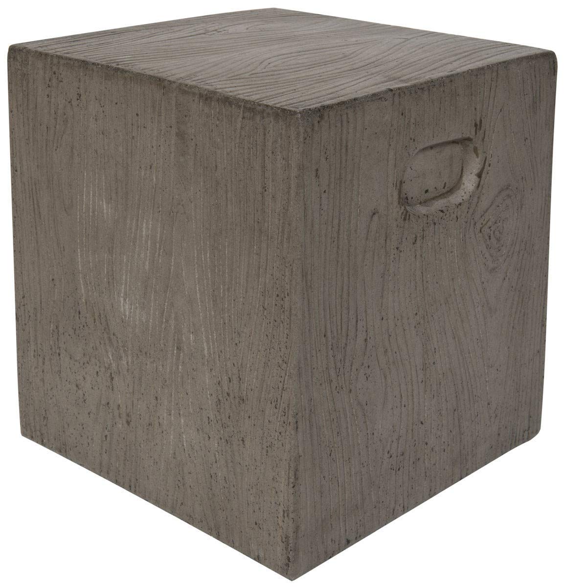 SAFAVIEH Outdoor Collection Cube Modern Dark Grey Concrete Accent Table (Fully Assembled)