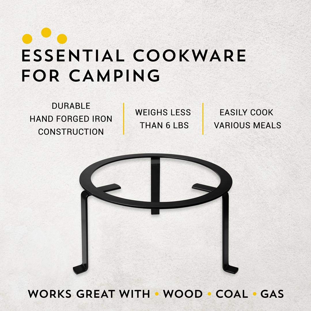 Machika Open Fire Tripod, Outdoor Fire Pit Cooking Stand, Round 40 cm Design, Portable, Cast Iron, Perfect for Camping, Backyards, Patios; Grill, Cook Over Campfire (16 Inch)