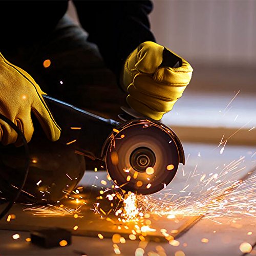 KIM YUAN Leather Work Gloves Perfect for Gardening/Cutting/Construction/Motorcycle, Men & Women M