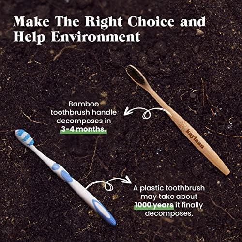 Kaylaan Bamboo Toothbrush with Plant-Based Soft Bristles - Natural, Biodegradable, BPA-Free, and Compostable