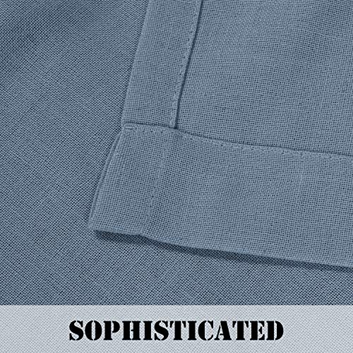 H.VERSAILTEX Natural Linen Kitchen Curtains 24 Inch Length Textured Flax Curtain Tiers for Bathroom/Kitchen Windows Rod Pocket Small Curtains for Kitchen (2 Panels, Stone Blue)