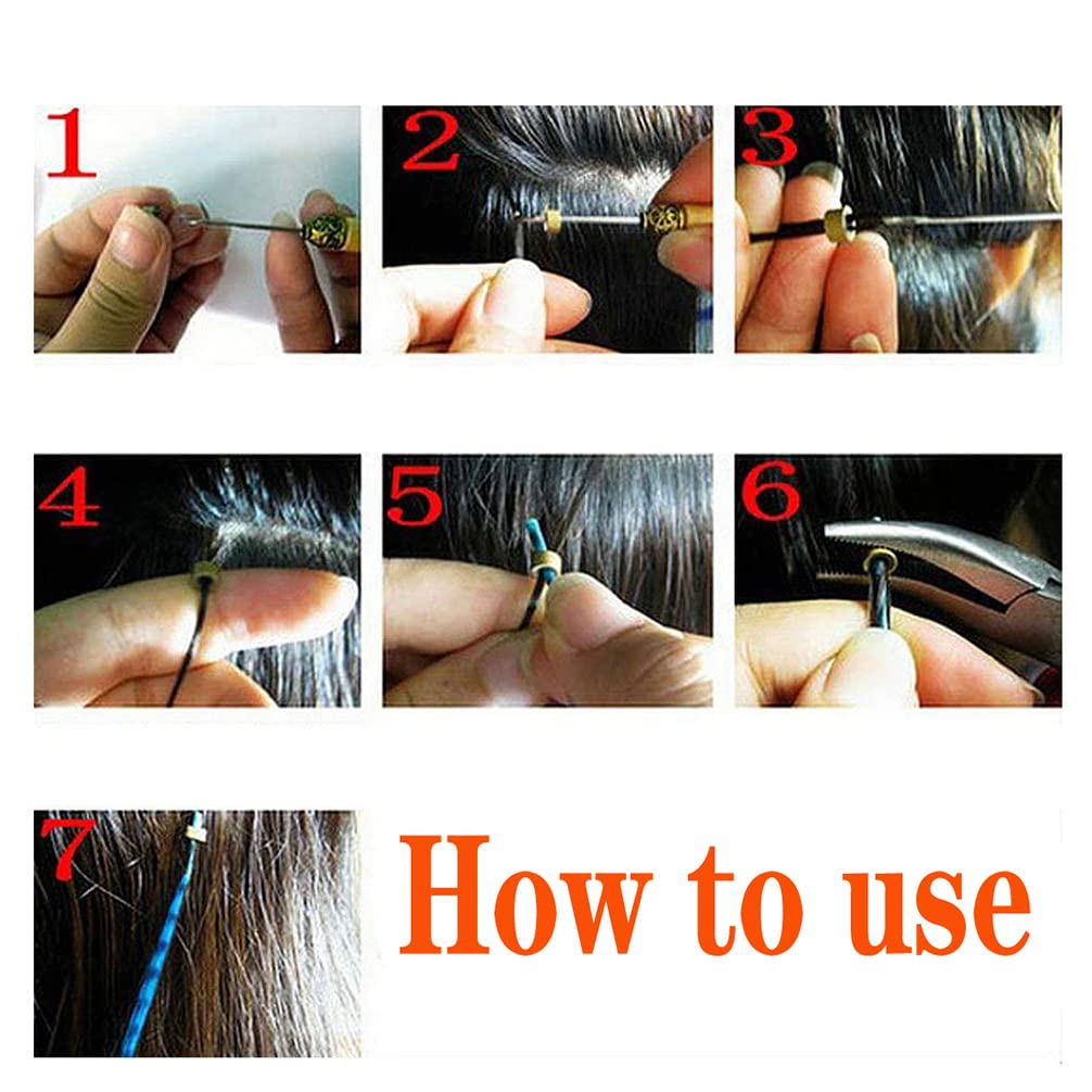 YUDAOHAIR Synthetic Feather Hair Extensions for Women 16 Inch Hairpieces With100pcs Silicone Micro link Beads And 2 Crochet Hooks Hair Feathers with Tools Kit (16'', 12 feather mix colors)