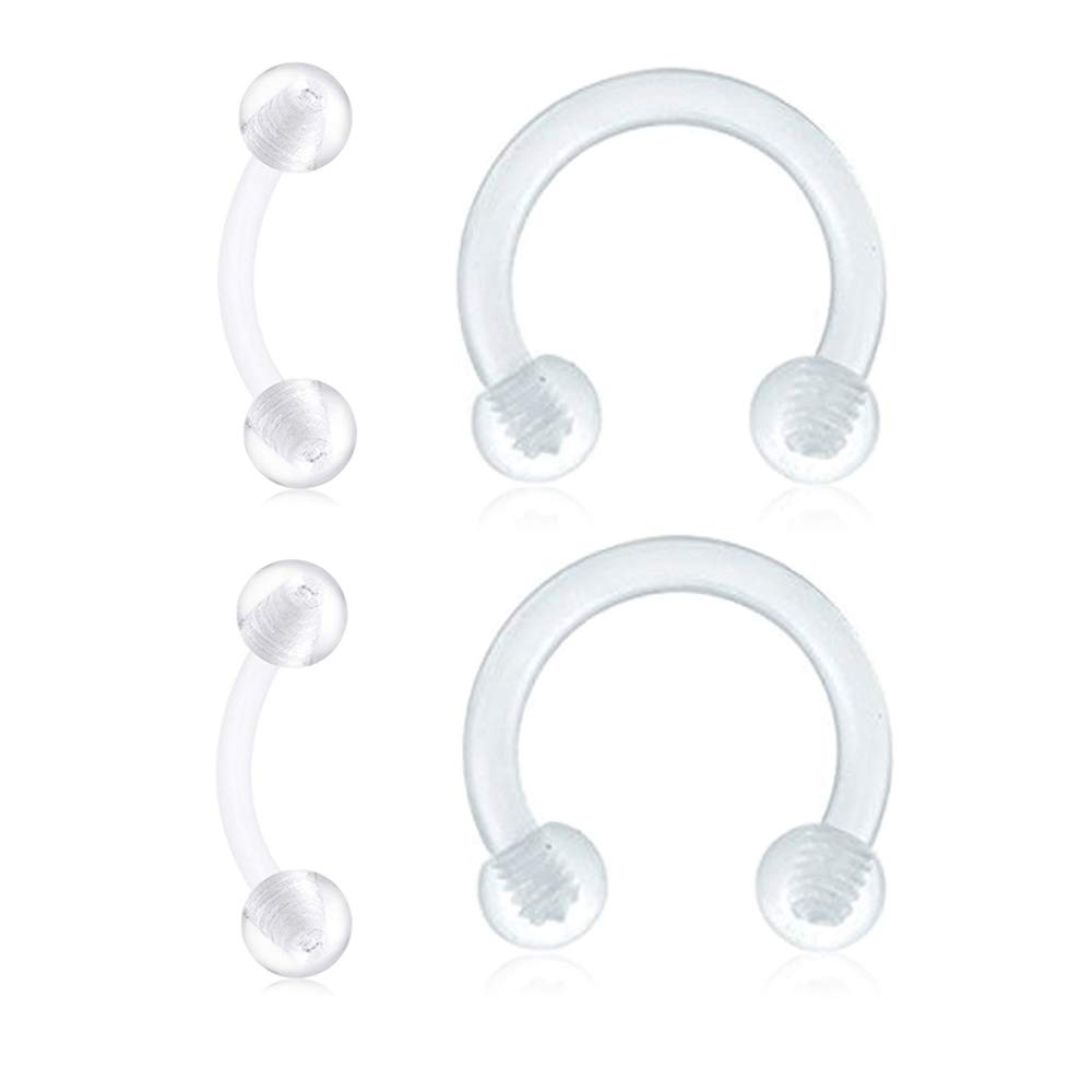FECTAS 16G Cartilage Helix Earrings Daith Rook Earrings Stainless Steel CZ with Clear Retainers Ear Piercing Pack