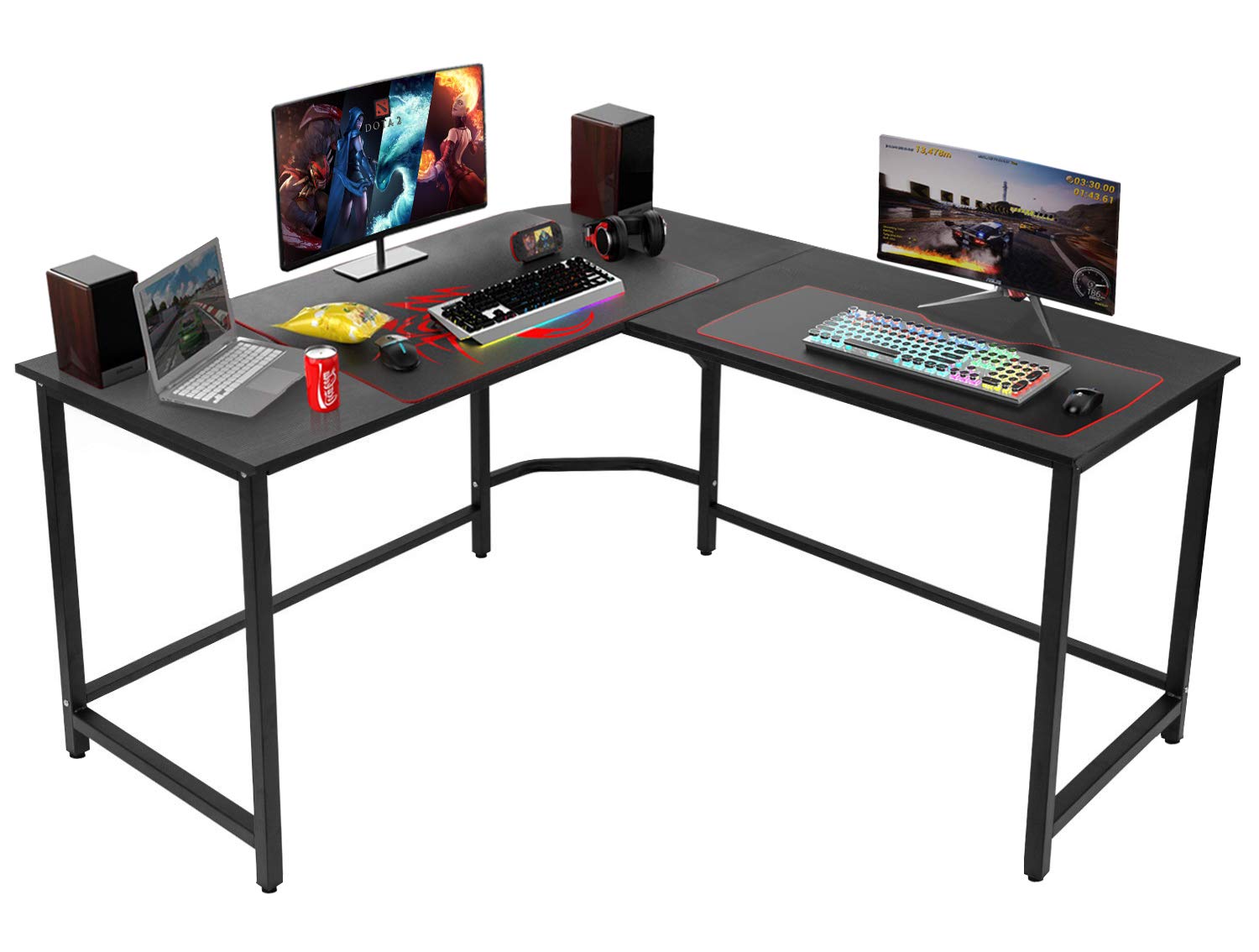 H&A 55"x55" L-Shaped Desk Home Office Corner Computer Desk PC Laptop Solid Support