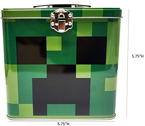The Tin Box Company Minecraft Stack Store and Carry Tin. Stackable Tin Box with Handle,Green