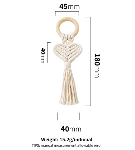 ZOONAI Hanging Handmade Weaving Love Pendant Car Ornament Modern Home Decoration Accessories Hanging Pendant for Bedroom Nursery Room (White)