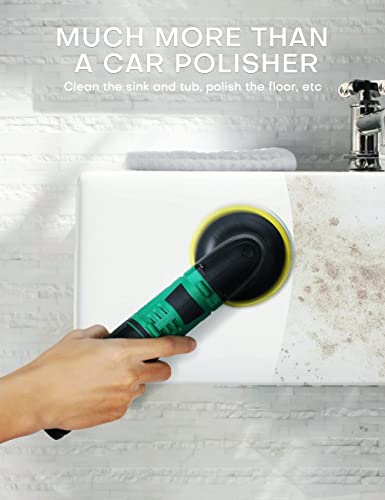 KIMO Cordless Car Buffer Polisher Kit w/1 Hour Fast Charger, 5 Variable Speeds, 4-INCH Small Buffer Polisher for Car Detailing, 6 Accessories for Car Waxing/Scratch Removing/Home Appliance Polishing