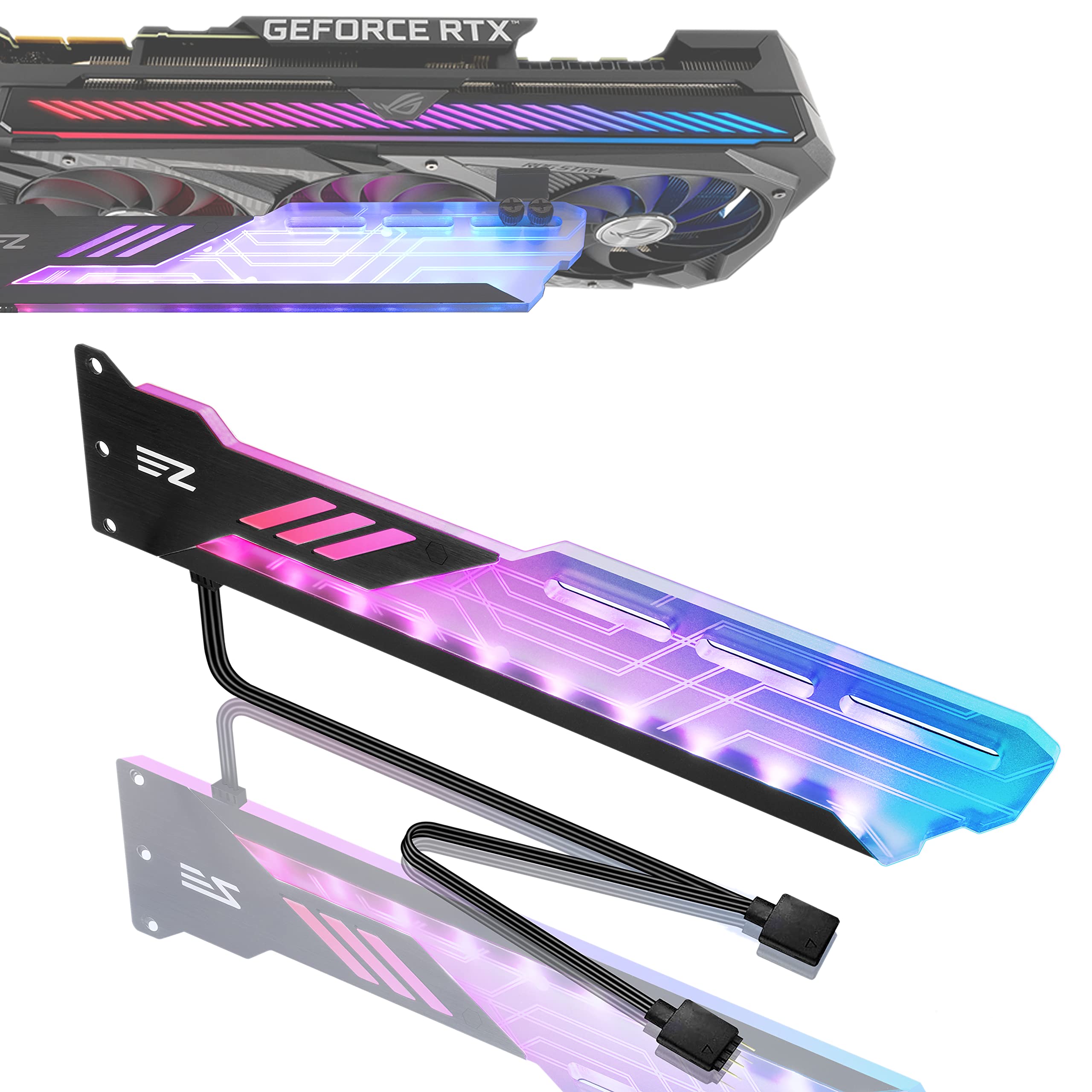 EZDIY-FAB Auto RGB Rainbow Only GPU Holder Colorful RGB Graphics Card GPU Support Video Card Holder Bracket, Video Card Sag Holder/Holster Bracket