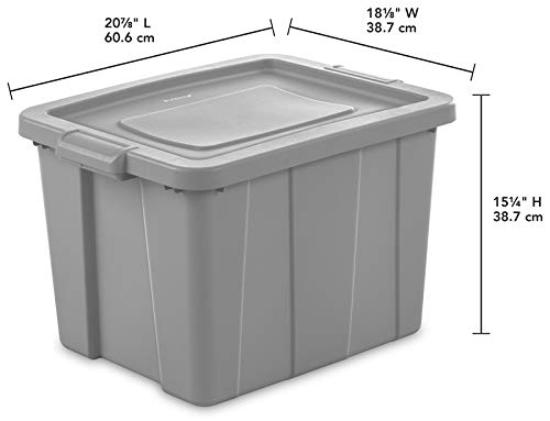 Sterilite 18 Gal Tuff1 Storage Tote, Stackable Bin with Lid, Plastic Container to Organize Garage, Basement, Attic, Gray Base and Lid, 6-Pack