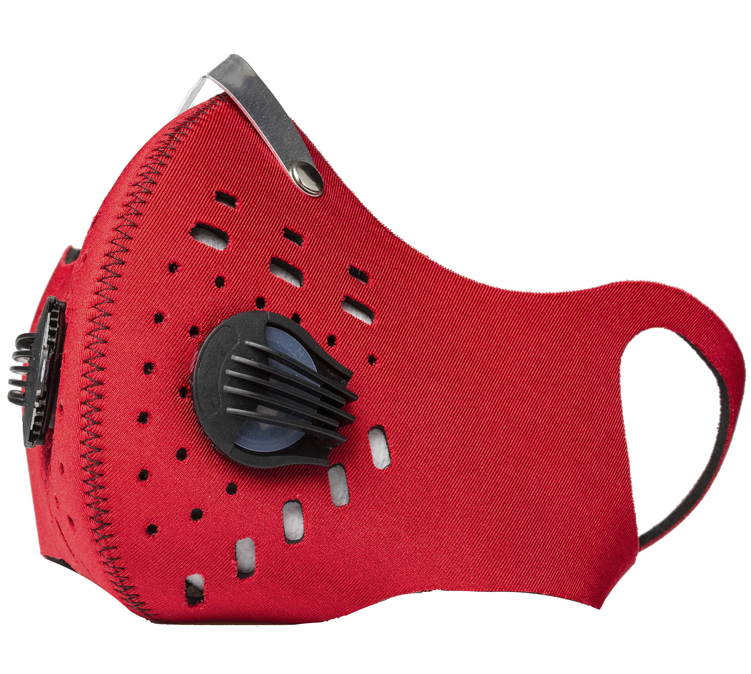 ECO-GEAR Anti Pollution Face Mask with Military Grade Activated Carbon Protection | Anti Smoke, Exhaust Gas, Dust, Pollen | Running, Walking, Cycling and other Outdoor Activities (Pure Red)