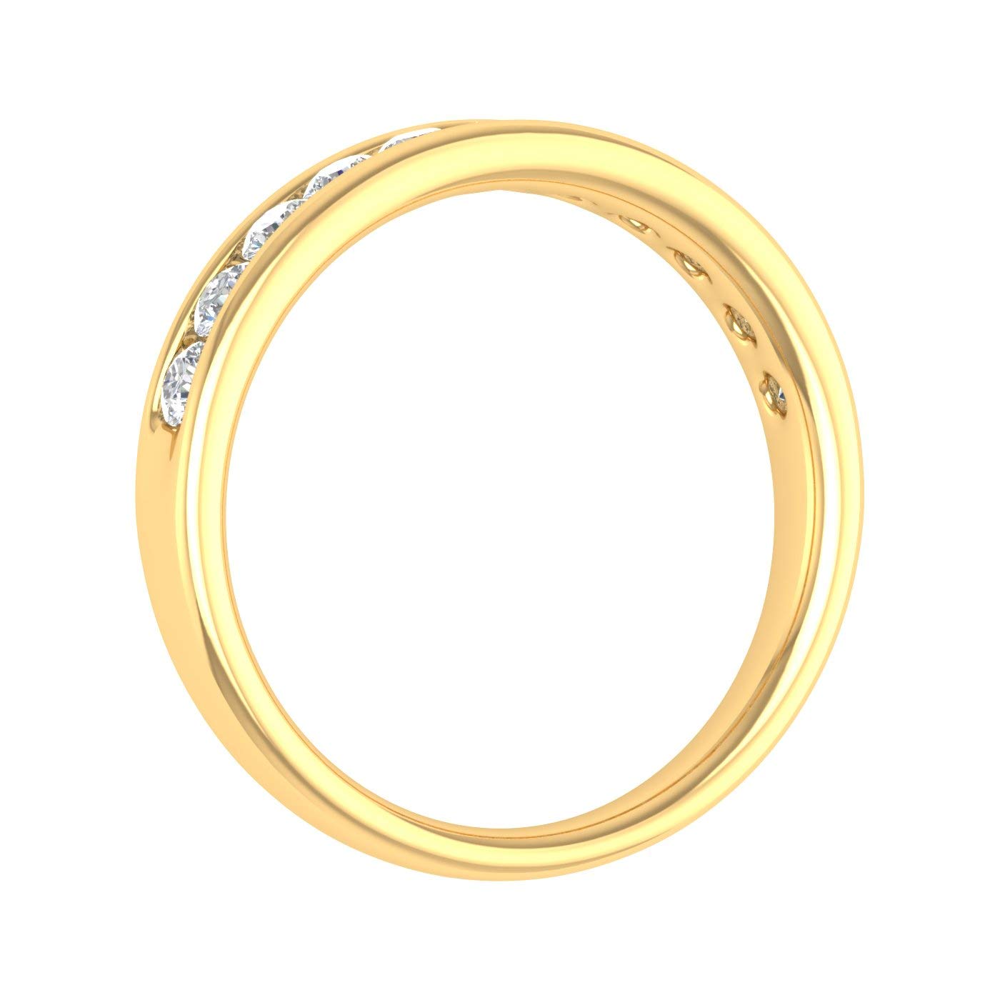 FINEROCK 1/2 Carat Channel Set Diamond Wedding Band Ring in 14K Yellow Gold - IGI Certified (Ring Size 6.5)