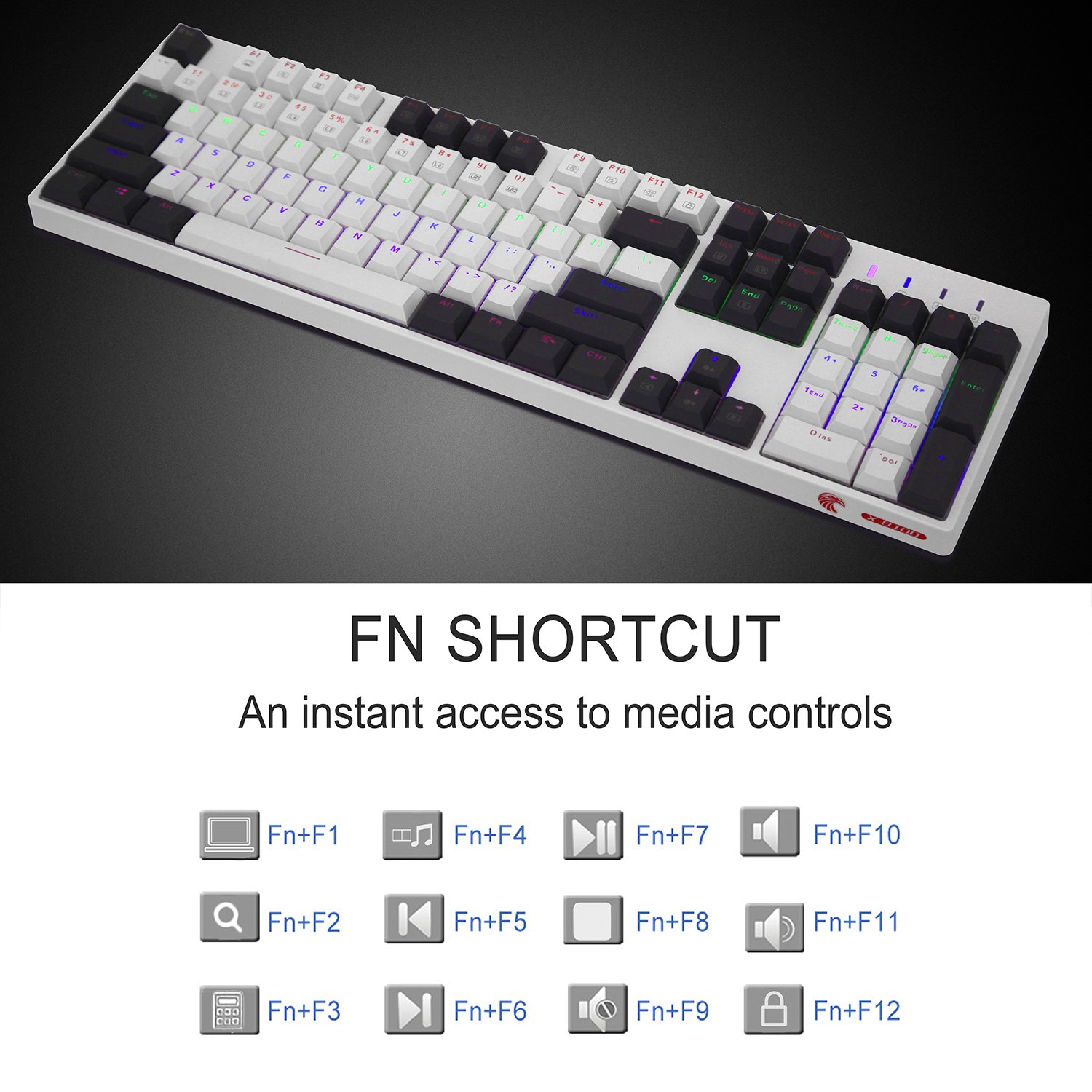 E-Yooso Mechanical Gaming Keyboard, PBT Special Edition, Multi-color LED Backlit USB Wired with Outemu Blue Switches