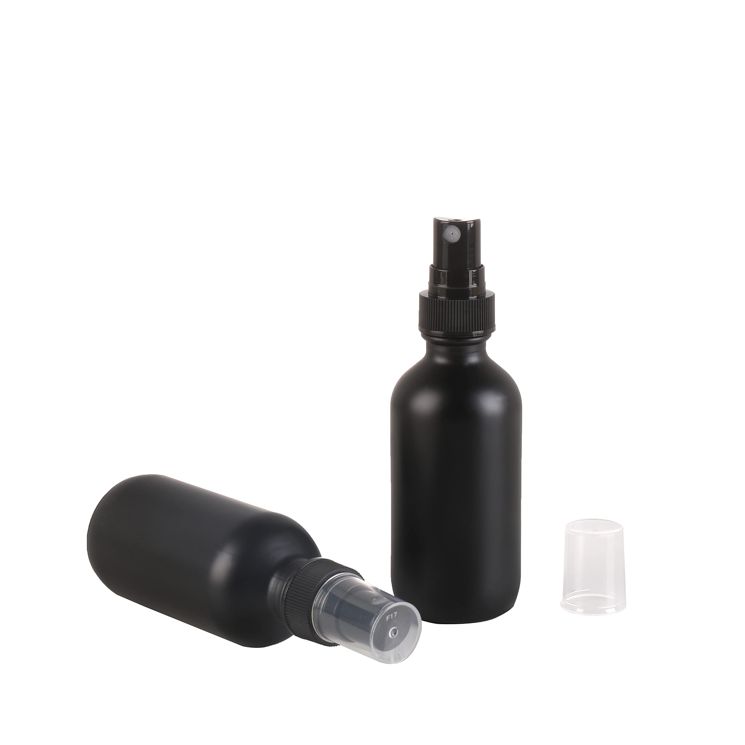 NOOEEISS Frosted Black Glass Small Spray Bottle 2 oz 48Packs,Fine Mist Sprayer Small Clear Bottles,Refillable Containers mini spray bottles for Cleaning Solutions and Skin Care (Frosted Black 48pcs)