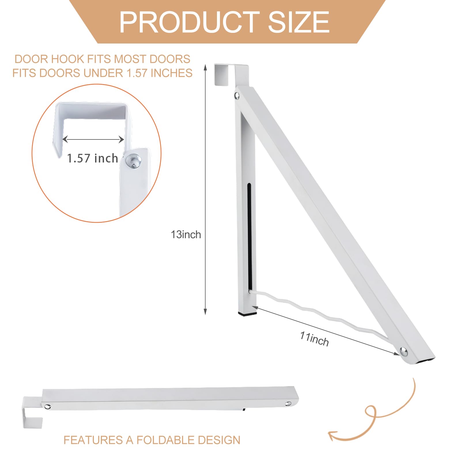 RMERVE 2 Pcs White Over The Door Hanger Organizer Drying Rack Collapsible Retractable Clothes Drying Rack Space Saver for Hanging Clothes Towels Bathrooms (White)