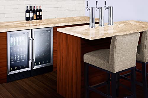 Summit SWC1840BADA 18"" ADA Compliant Built-In Wine Cellar with 34 Bottle Capacity Black Cabinet 5 Wood Shelves and Automatic Defrost in Stainless Steel