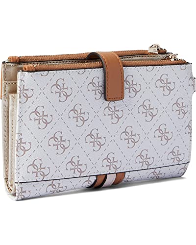 GUESS Kasinta Double Zip Organizer Wallet, White/Caramel