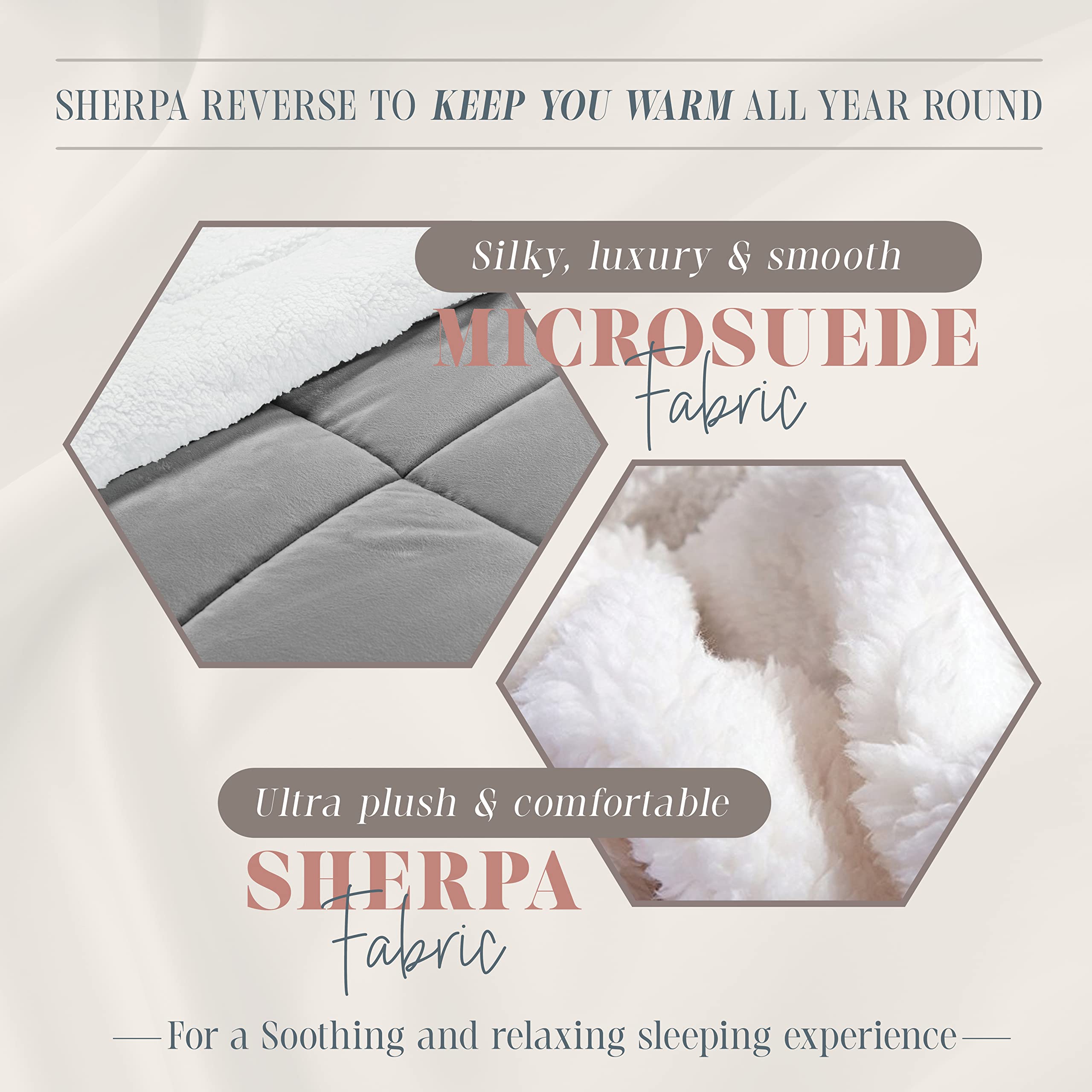 Elegant Comfort Super Soft Sherpa Comforter 3-Piece Set Premium Quality, Heavy Weight Reversible Down Alternative Micro-Suede, Sherpa Comforter, Cal King, Silver Gray