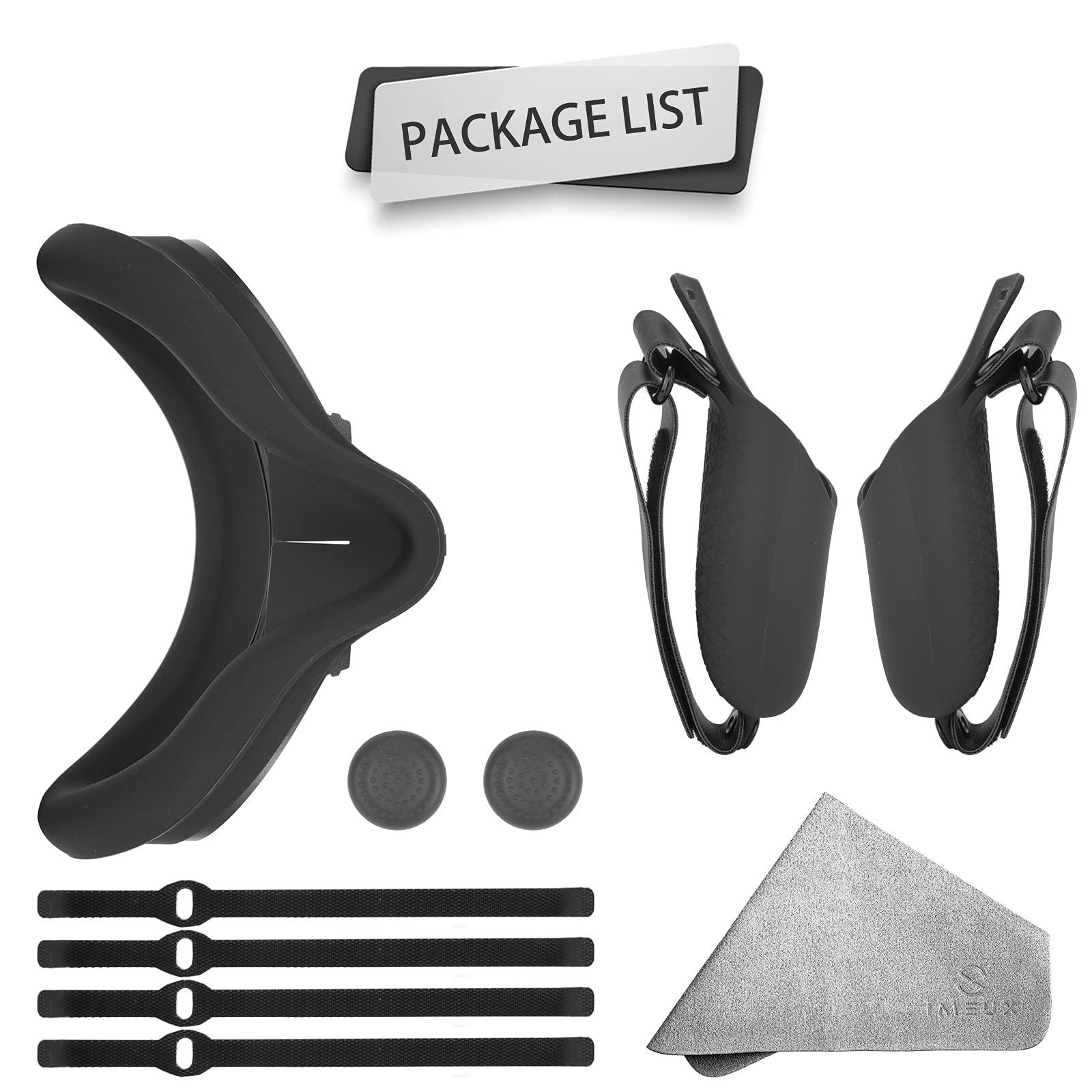 Face Cover & Controller Grip Protective Sleeve for Oculus Quest 2 Light Proof Silicone Face Pad Cushion Anti Collision Handle Cover Shell w/Adjustable Wrist Knuckle Strap No Signal Block (Black)