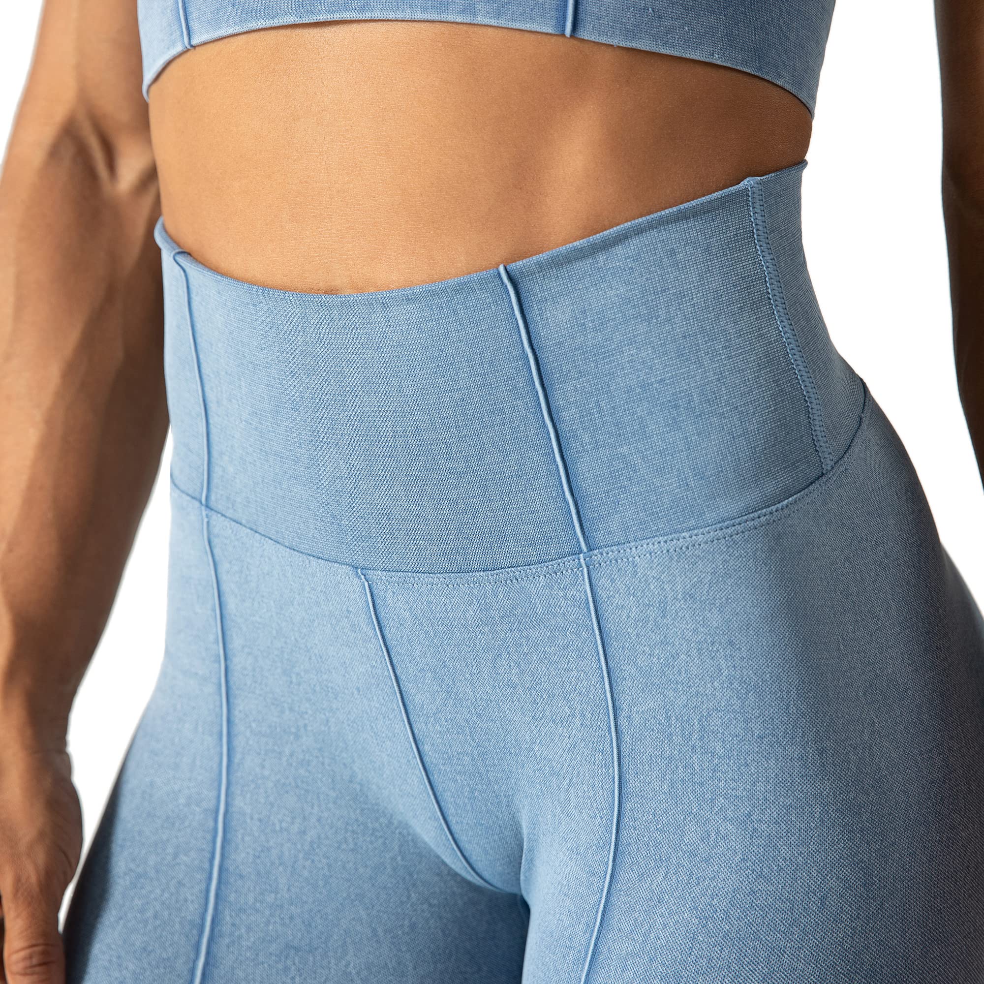 GYMTALENT Butt Lifting Scrunch Seamless Workout Sets for Women, High Waisted Yoga Sets, Butt Lifting Tummy Control Nostalgic Blue L