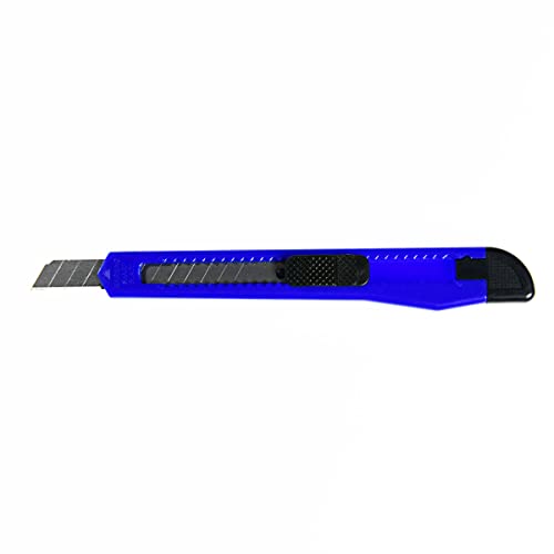 KINBRIEF 9mm Utility Knife Retractable Razor Box cutter for Cartons,Carboards compact Pack 5 with 10 Snap off Blades for Office and Home,blue