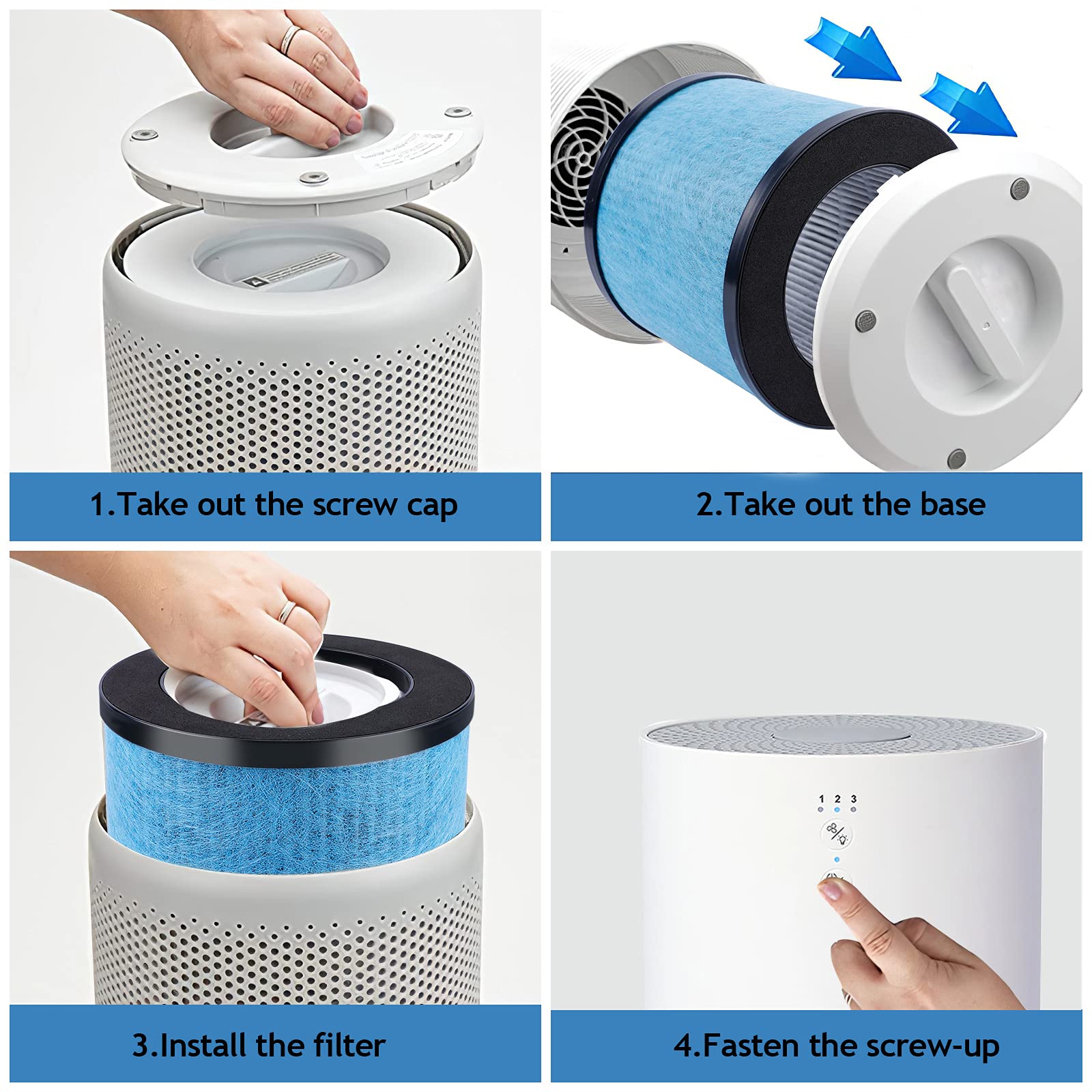 KEEPOW TPAP002 Hepa Filter Replacement Compatible with TOPPIN TPAP002 HEPA Air Purifier Comfy Air C1, Part # TPFF002 (2 Pack)