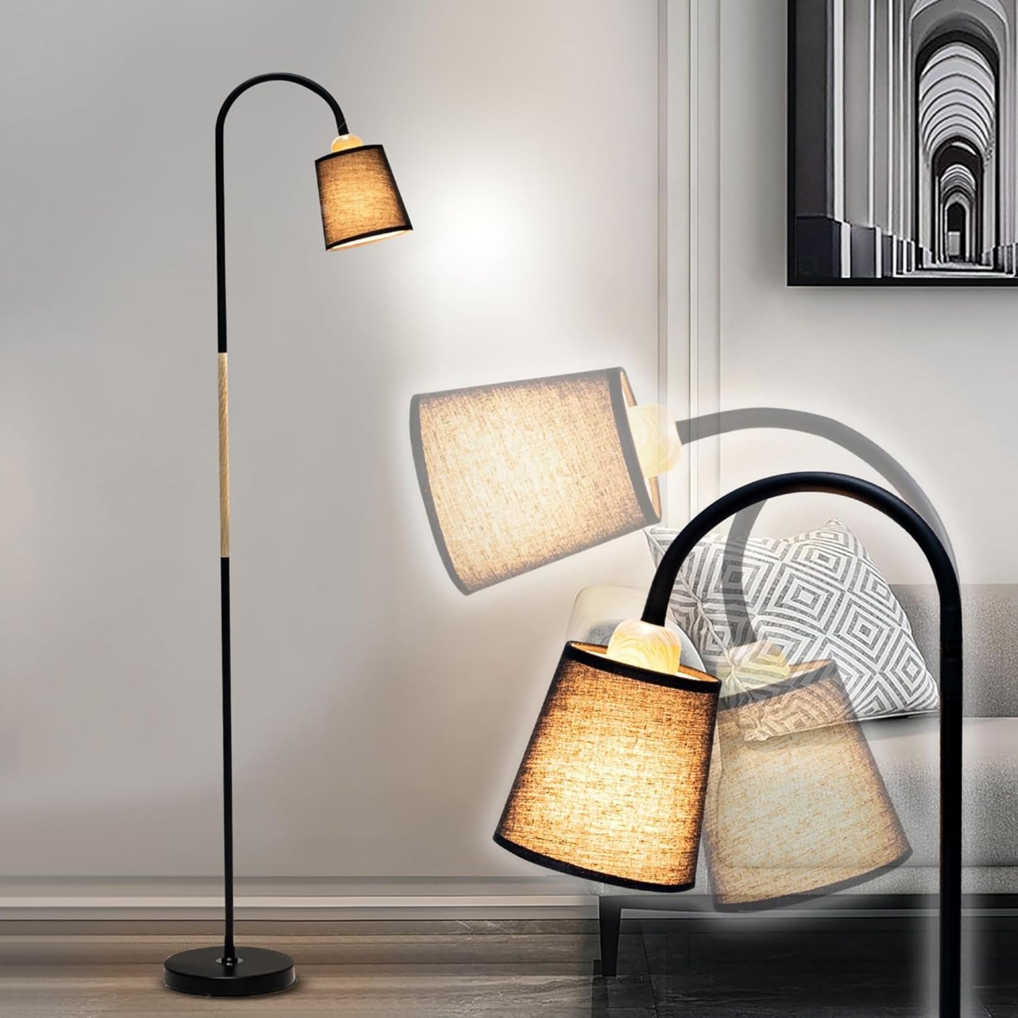 Hafen Haus Floor lamp for Living Room - Highly Functional - Perfect Tall Reading Light - Gooseneck Floor Lamp